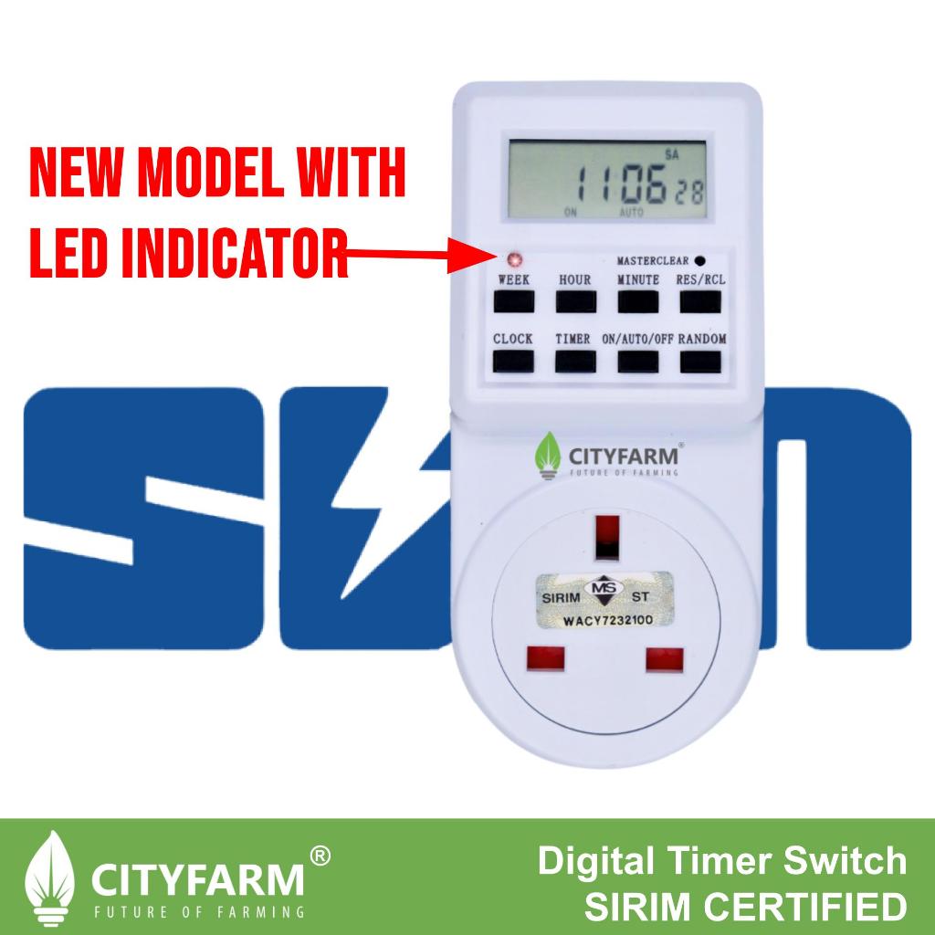 SUM 24 Hours Programmable Digital Timer Socket Plug with LCD Display LED Indicator SIRIM ...