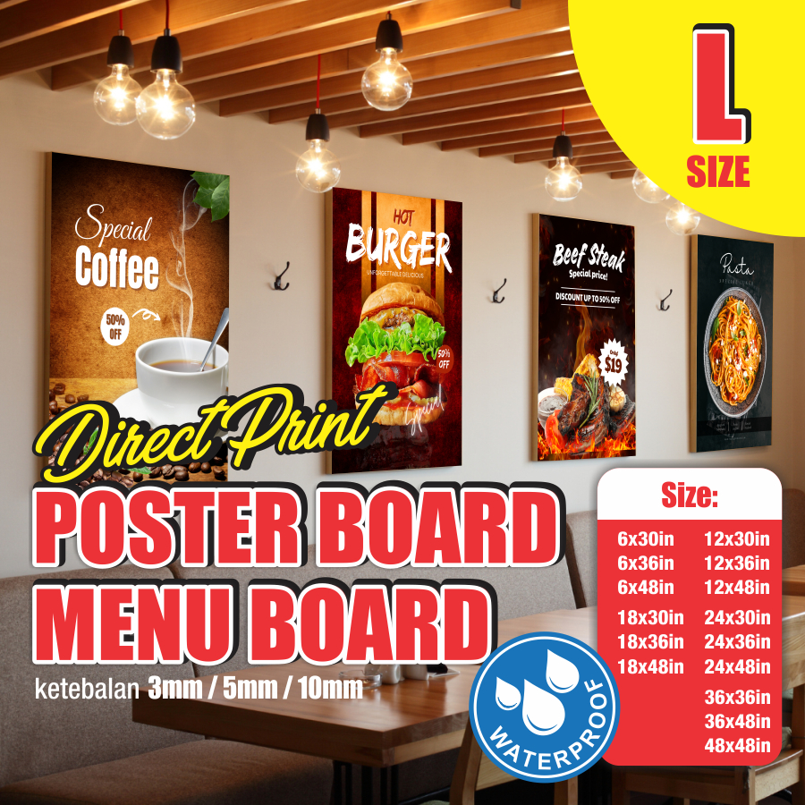Menu poster board custom made printing board information board welcome ...