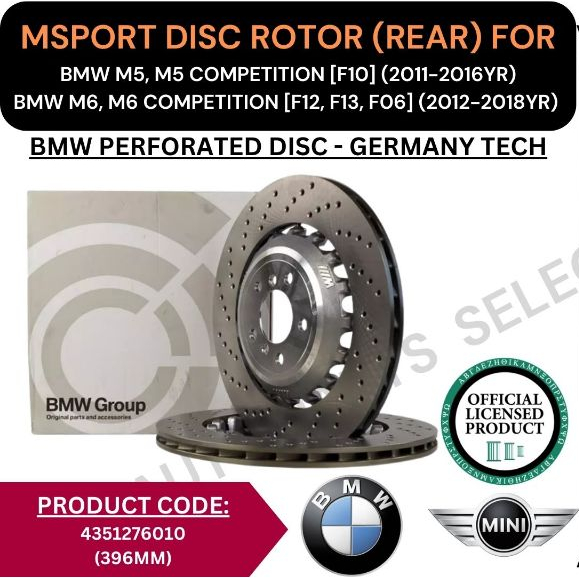 BMW GENUINE DISC BRAKE ROTOR (REAR) FOR BMW M5, M5 COMPETITION, M6, M6 ...