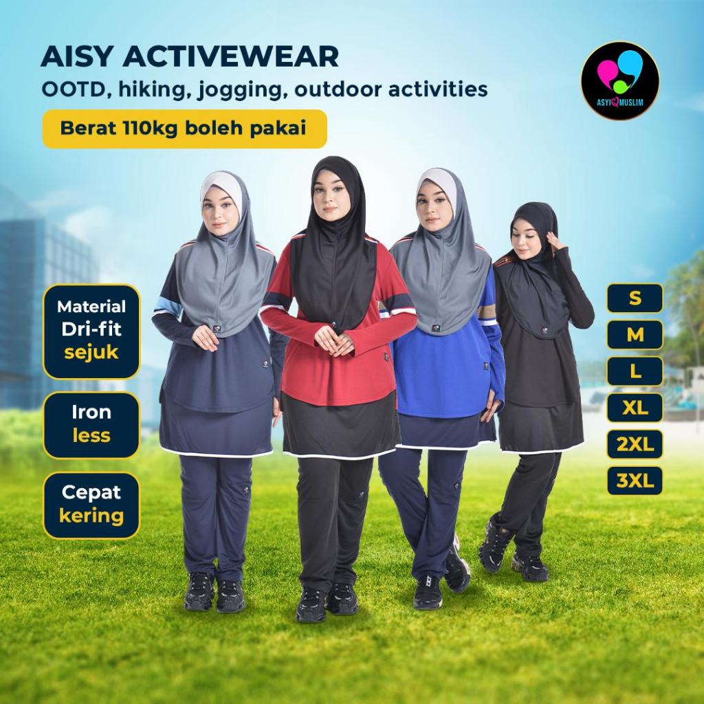 Asyiqmuslim Baju Sukan Wanita ( Set Baju + Seluar) AISY Pakaian Sukan Muslimah | Shopee Malaysia