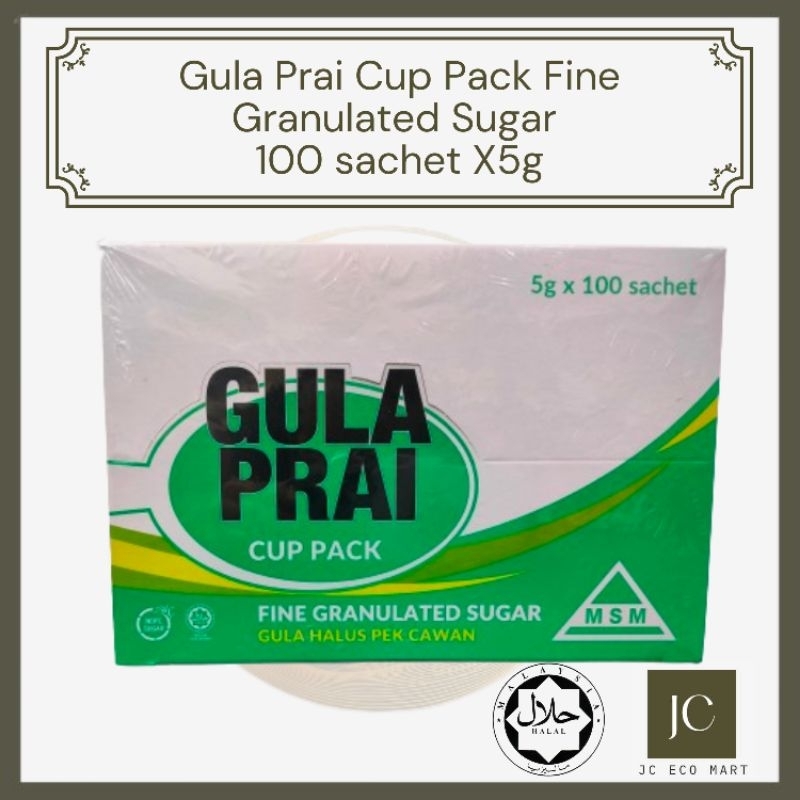 Gula Prai Cup Pack Fine Granulated Sugar - 100sachet X 5g | Shopee Malaysia