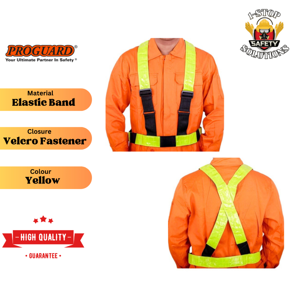 PROGUARD 360° High Visibility Adjustable Black Fabric Reflective Velcro ...