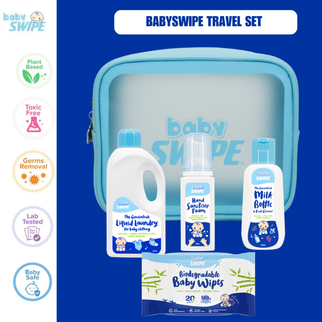 babySWIPE Tiny Travellers Pack/ Baby Travel Kit/ Baby Toiletries Travel ...