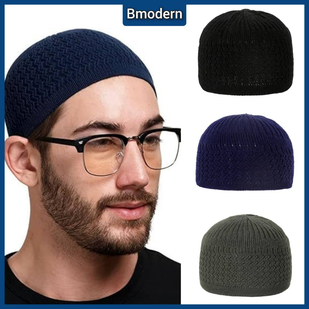 Kopiah Kait Cap Free Size Muslim Umrah Haji Turkey Style Adult Knitted ...