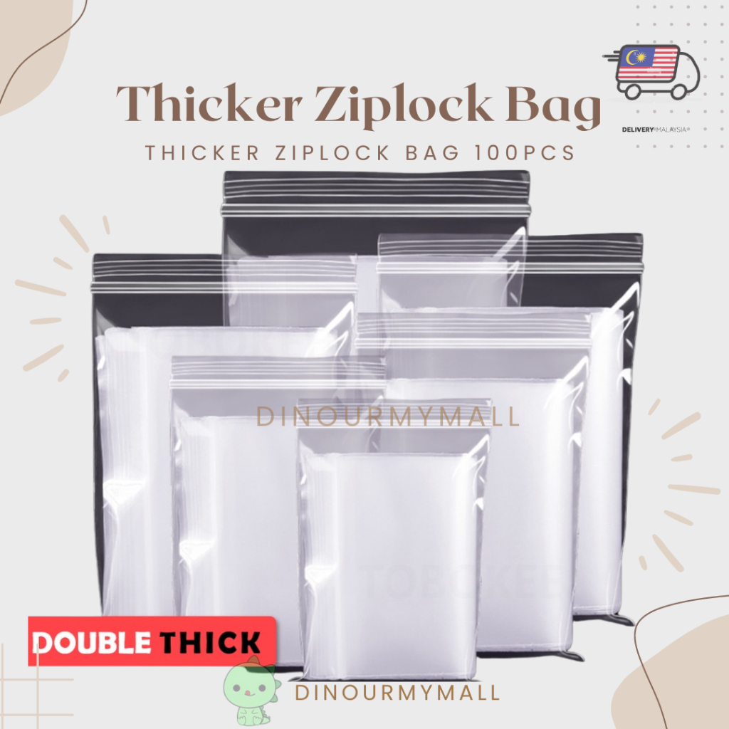 𝐑𝐄𝐀𝐃𝐘 𝐒𝐓𝐎𝐂𝐊 100PCS High Grade SMALL Plastic Zipper Bag Transparent Zip ...