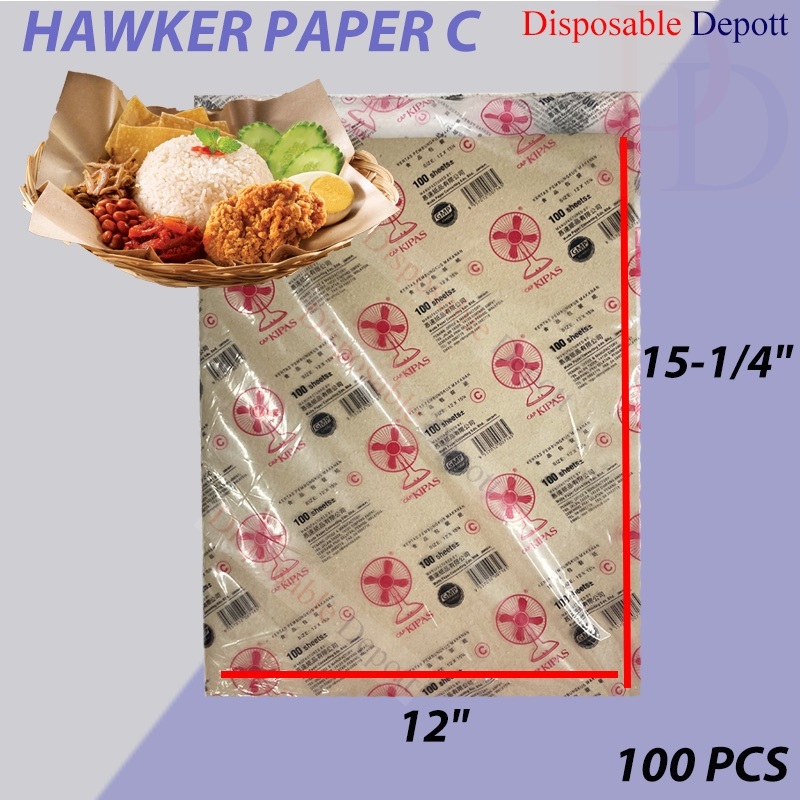 Cap Kipas C Kertas Pembungkusan Makanan [100pcs±] Kertas Nasi Lemak ...