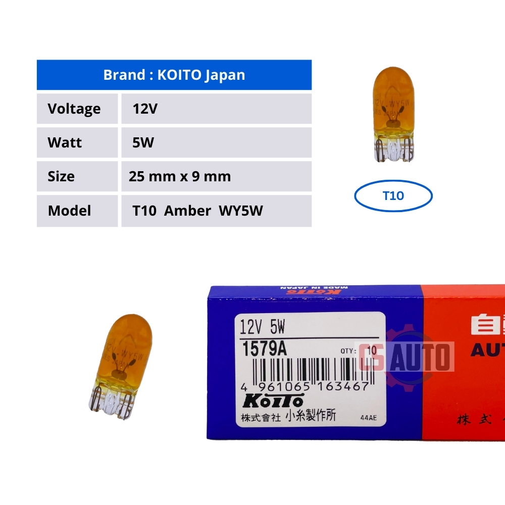 CS 1pc x Koito Japan W5W T10 WY5W Yellow Amber Genuine Toyota Bulbs ...