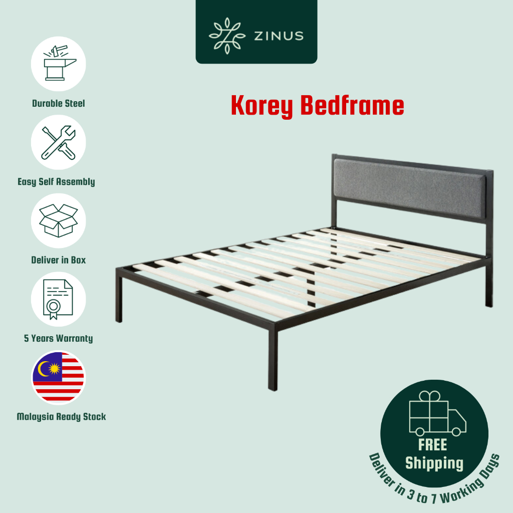 FREE SHIPPING Katil Besi Korey Metal Cushion Header Zinus Bedframe 5 YEARS WARRANTY Shopee Malaysia