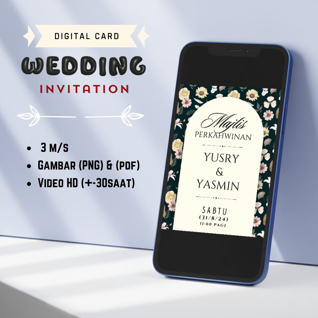 e card wedding invitation/ kad kahwin digital murah kad kahwin simple/custom card wedding ...