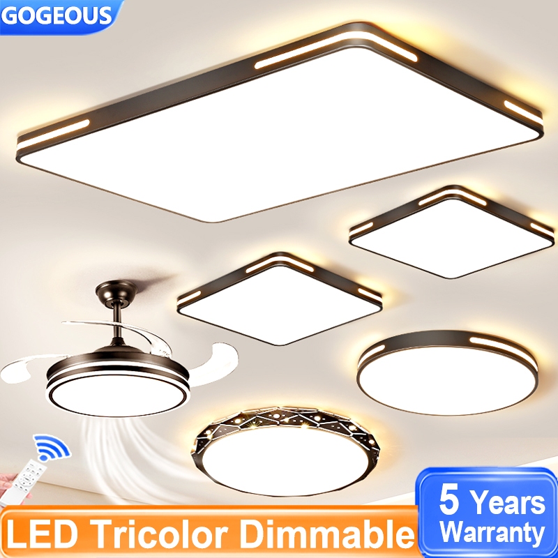 90/65cm Tricolor LED Ceiling Light Modern Style 96W High Brightness ...