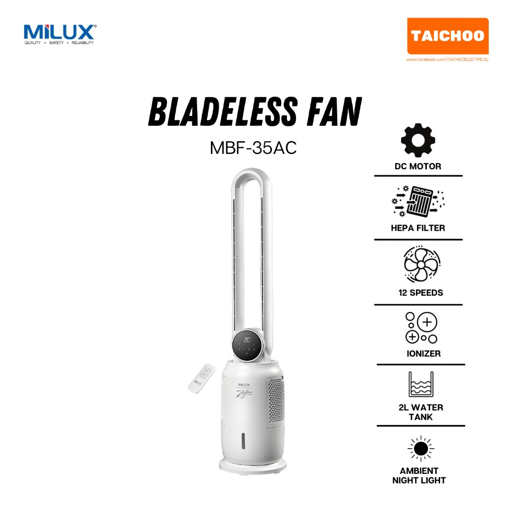 Milux Bladeless Fan with Air Cooler Function MBF-35AC | Shopee Malaysia
