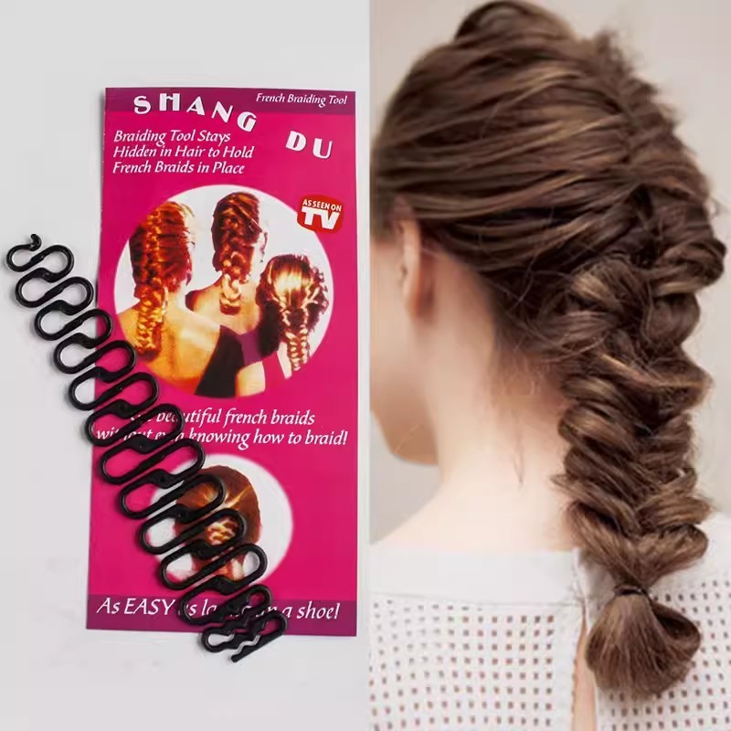 1pc French Hair Braid Maker Styling Clip PP Tool Black Bun Hair Braid ...