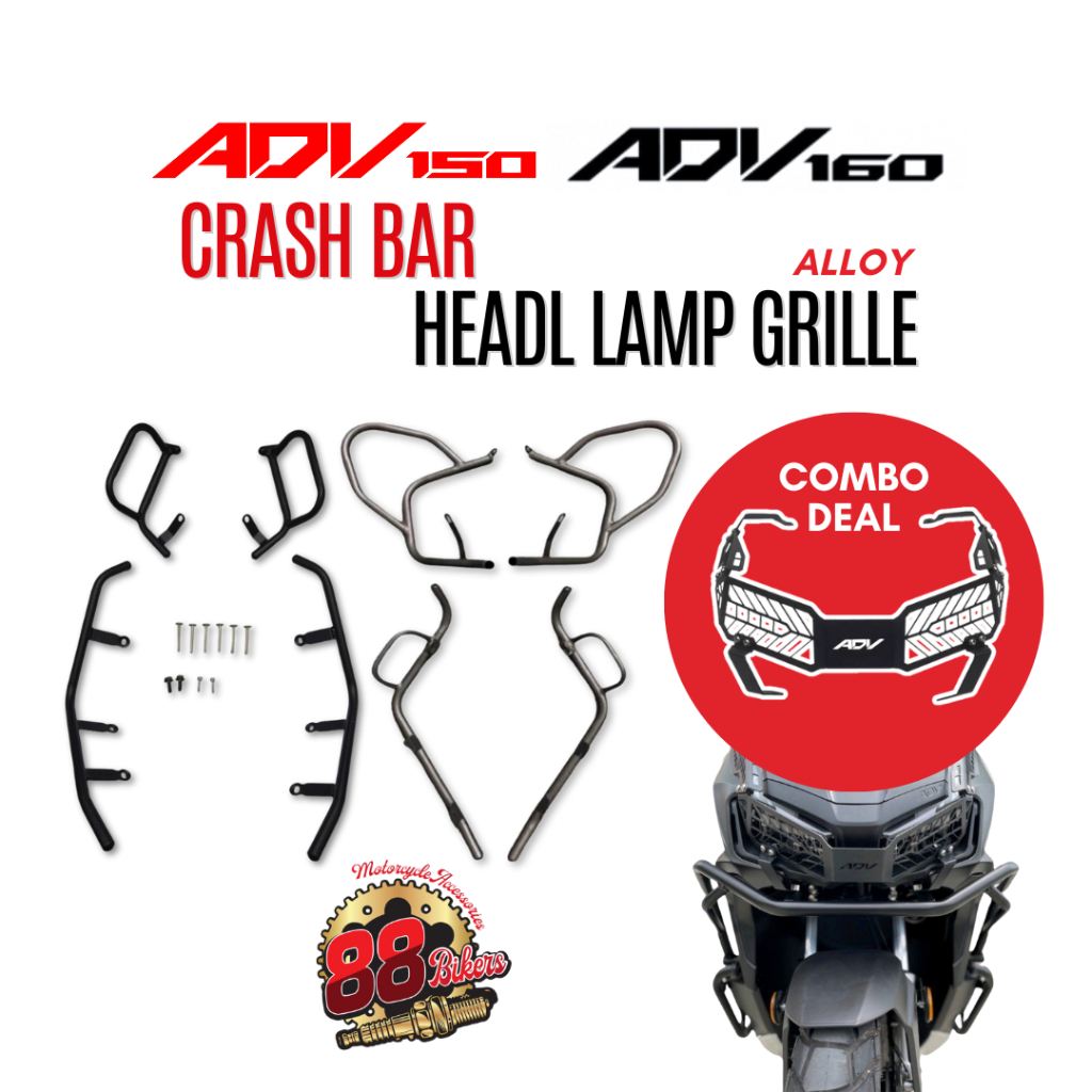 CRASH BAR SET HONDA ADV150 & ADV 160 CRASH BAR ALLOY BESI + HEAD LAMP ...