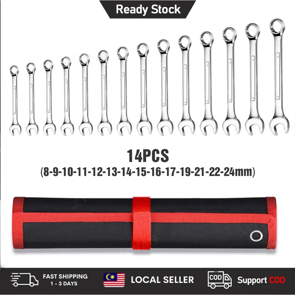 Wrench set Combination Spanner Tool steel High hardness 8/14pcs 8-24mm ...