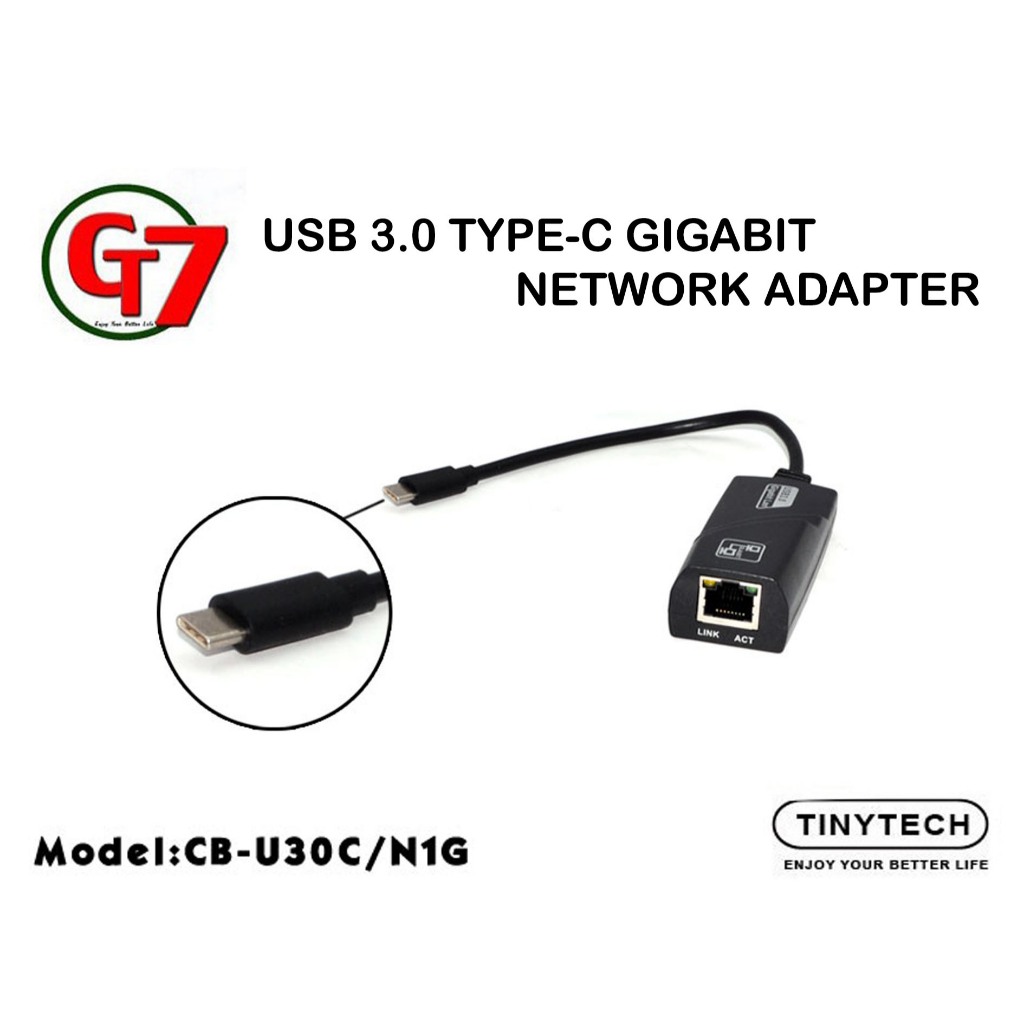 TINYTECH USB 3.0 TYPE-C GIGABIT NETWORK ADAPTER(CB-U30C/N1G) | Shopee Malaysia