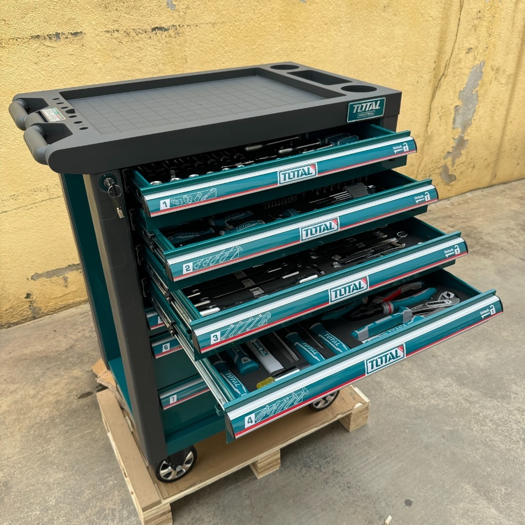 TOTAL Tool Chest Set (328 Pcs) 7 Drawers w/ Castor, Wrench, Sockets ...