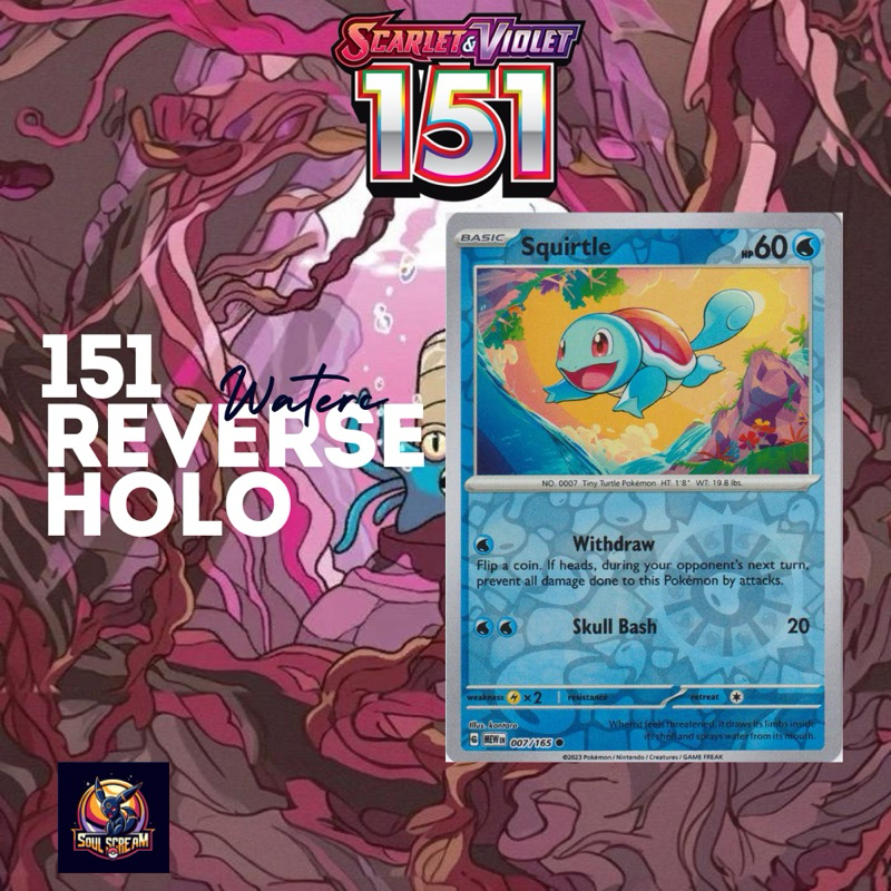 Pokemon TCG 151 English Water Type Reverse Holo Squirtle,Ivysaur ...