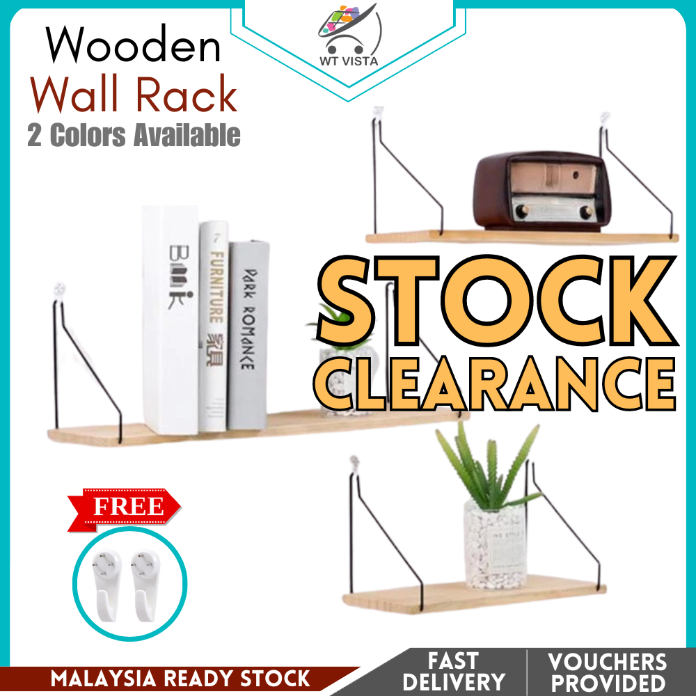 Wooden Wall Rack Shelf Mounted Rack Papan Rak Hiasan Dinding Ruang Tamu ...