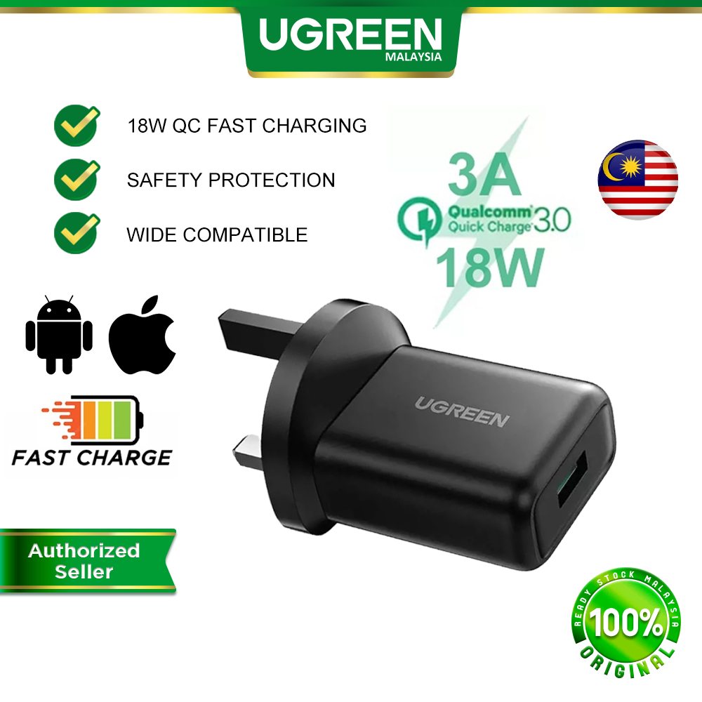 UGREEN USB Charger USB-A 18W QC 3.0 Quick Charge 3A Fast Charging Power ...