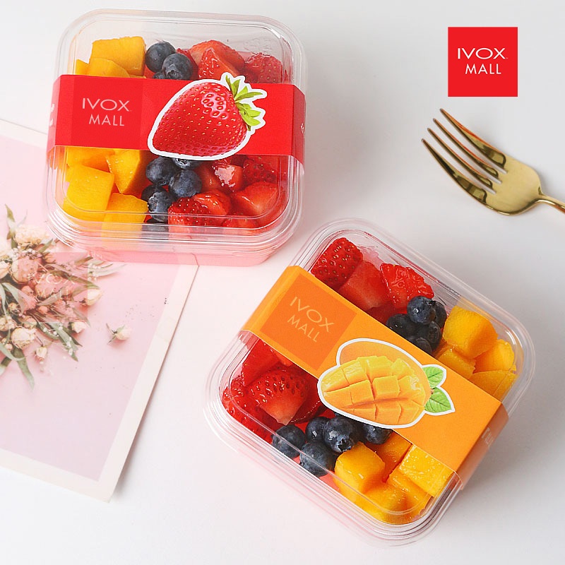 400ml Empatsegi Square Transparent Plastic Cup with Lid Square Food ...