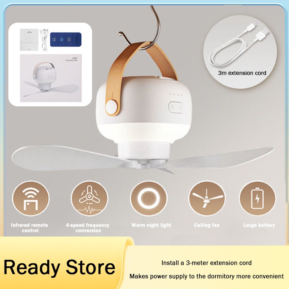 Portable outdoor fan with light ceiling fan electric fan rechargeable ...