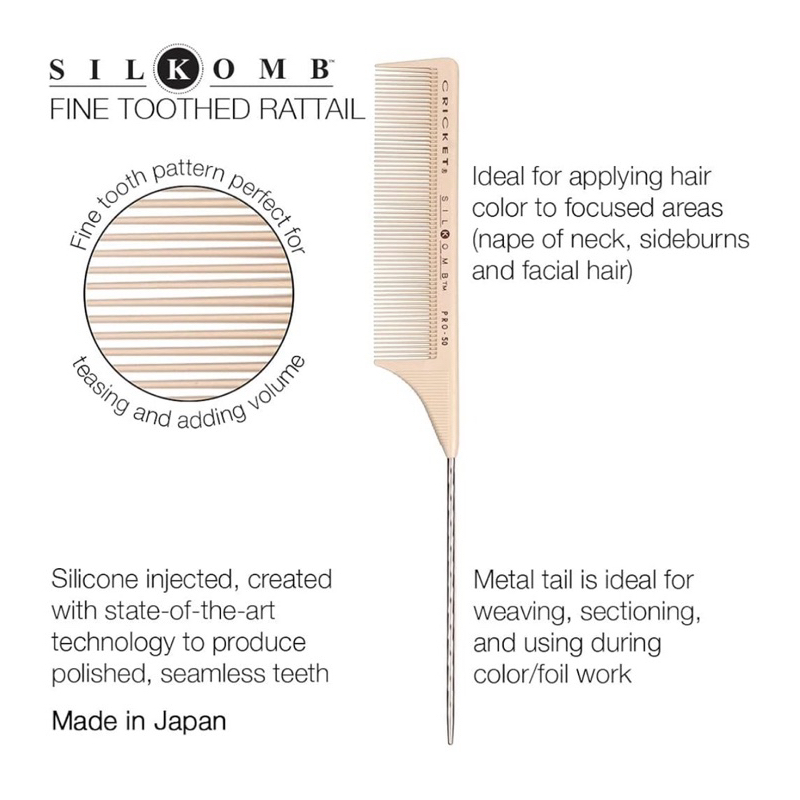 Silkomb Pro-50 Fine Tooth Rat Tail Comb (Japan) | Shopee Malaysia