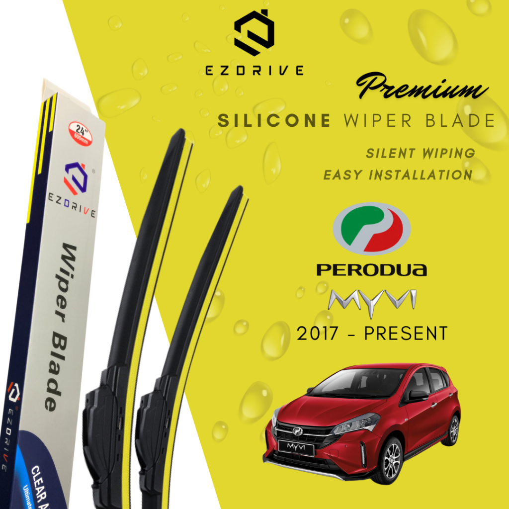 EZDRIVE Premium Silicone Soft Wiper Blade for car model Perodua MYVI ...