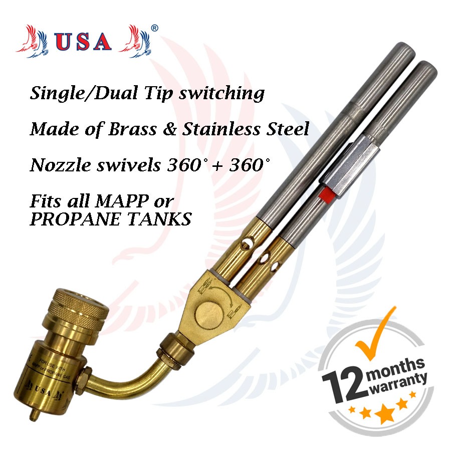 USA MAPP / Propane Double Welding, Soldering & Brazing Torch 208DT ...
