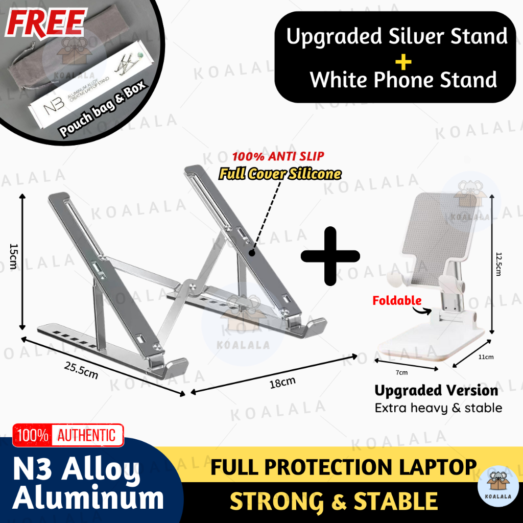 Aluminium Laptop Stand Rak Atas Meja Notebook Stand Foldable Laptop ...
