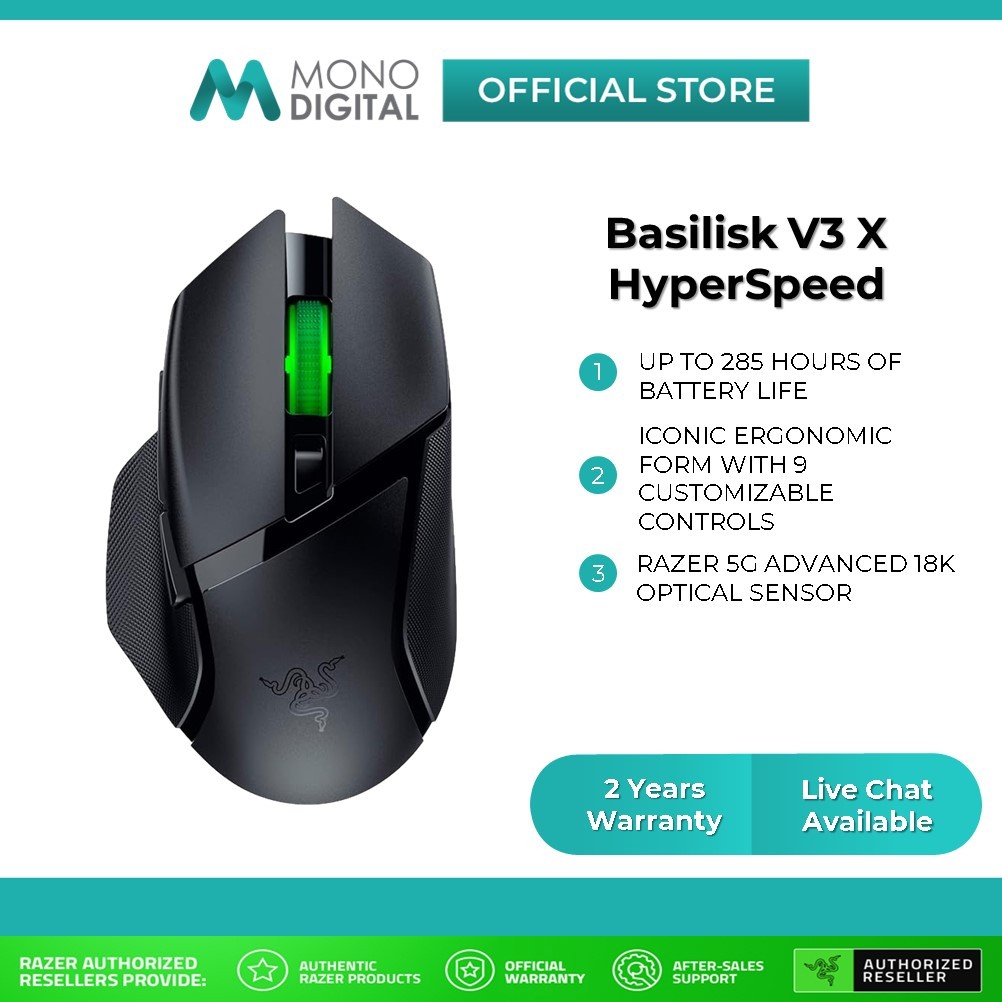 RAZER Basilisk V3 X HyperSpeed X Ergonomic Customizable Wireless Gaming ...