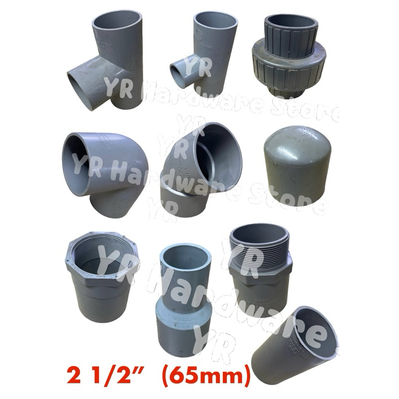 2 1/2” 65mm PVC Pipe Fitting D Tebal Socket Elbow Tee Union Reducer Tee ...