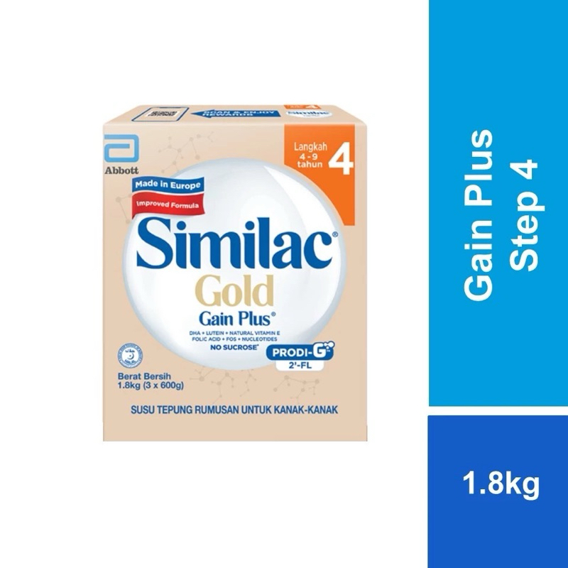 Similac Gold Gain Plus Step 4 Growing Up Milk for Faster Learning BIB (1.8kg) exp4/2025- 100 ...