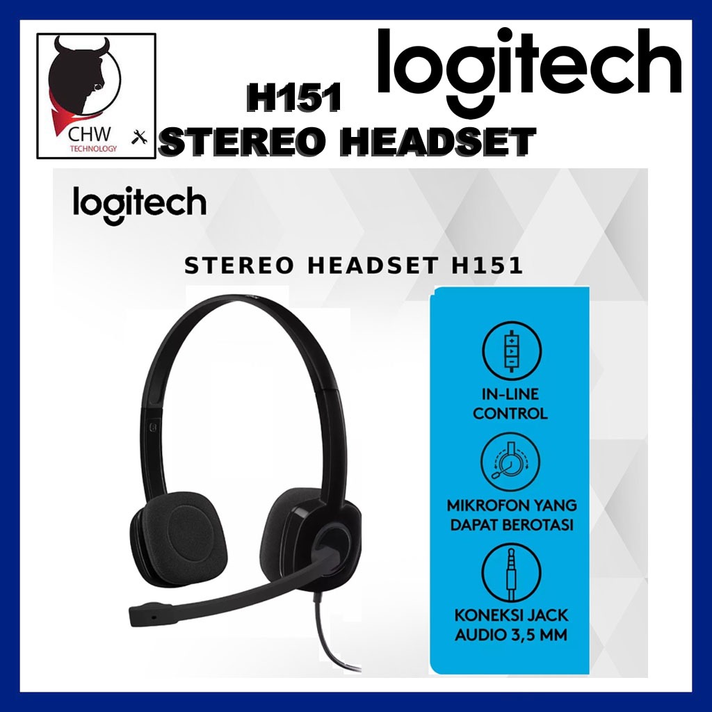 LOGITECH ORIGINAL H151 STEREO HEADSET WITH NOICE-CANCELLING MIC ...