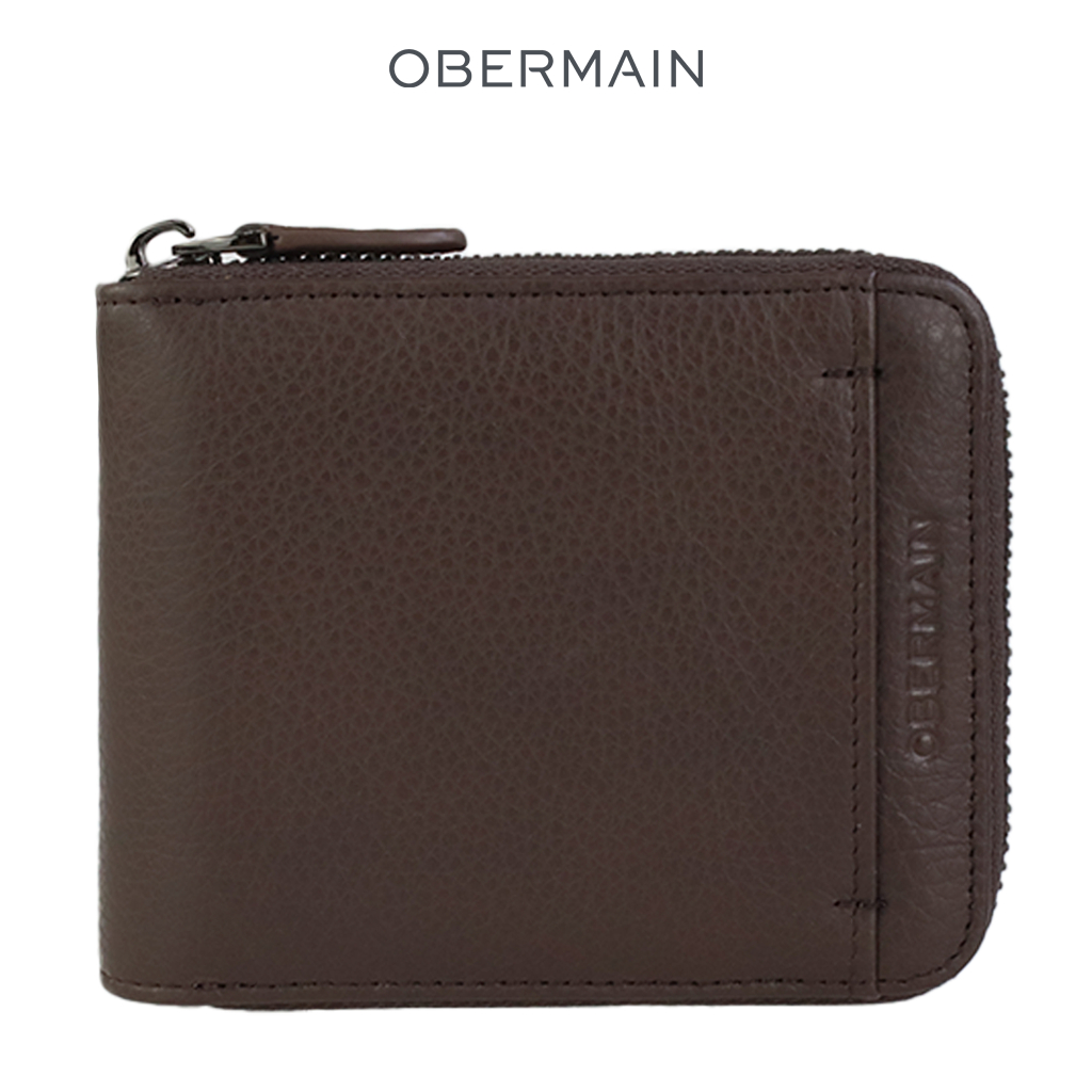 OBERMAIN RFID Zip Wallet / Genuine Leather / Brown / OBW223G2 (221005G2 ...