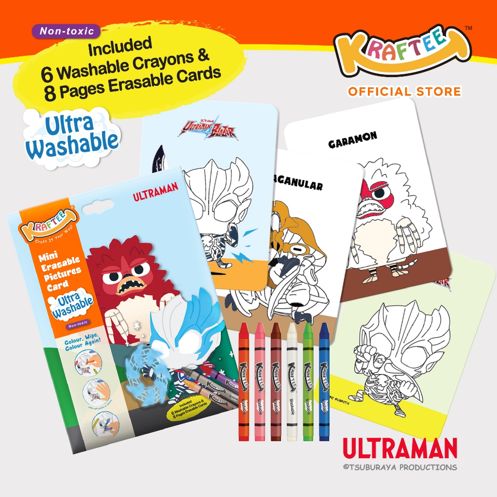 KRAFTEE ULTRAMAN BLAZAR (Mini Art) with 6ct Washable Crayons (Mini Pack ...