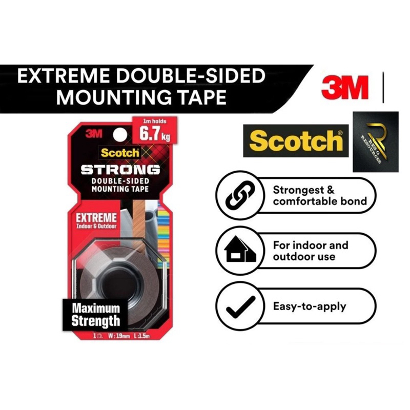 3M Scotch 414-S19 Extreme Indoor Outdoor Mounting Double Side Sided Tape Maximum Strength 414 ...