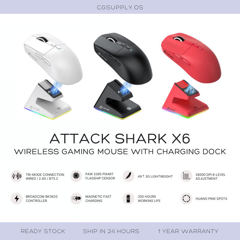 Attack Shark X6 Wireless Gaming Mouse With Charging Dock | Shopee Malaysia