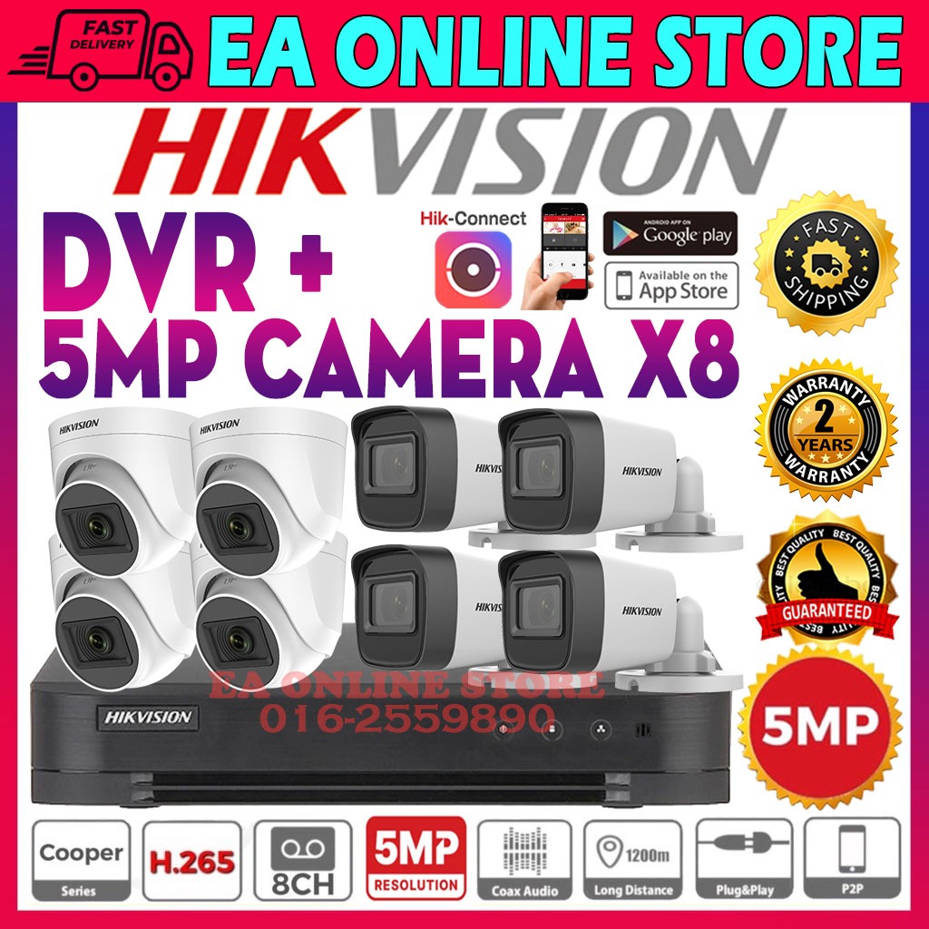 HIK HIKVISION 5MP 8-CHANNEL CCTV Ultra HD 1920P 5.0MP 8CH DVR + Camera ...