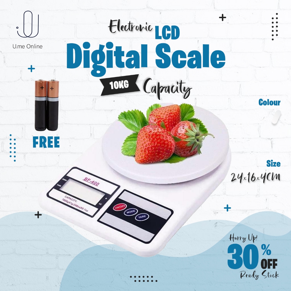 U.me Electronic Digital Scale 10kg Capacity Kitchen Electronic Scale ...