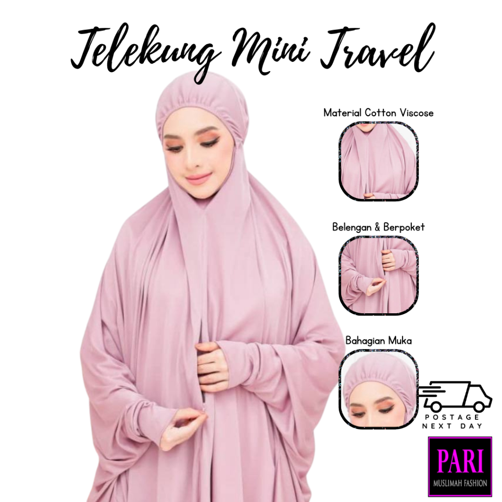 Telekung Mini Haji Travel Umrah . Berlengan . Poket Berzip . Berdagu . | Shopee Malaysia