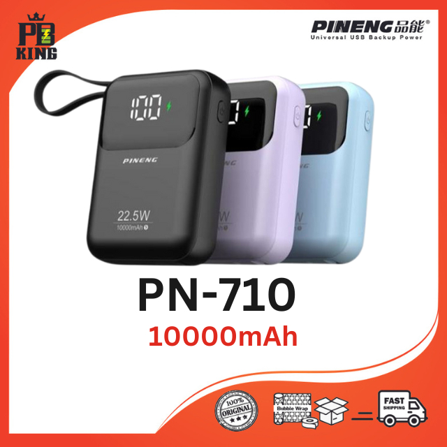 Pineng PN-710 10000mAh Power Bank Built-In Cable 22.5W Original Pineng ...