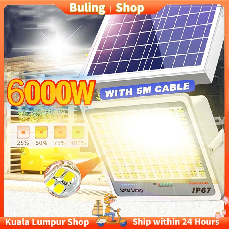 [Free Warranty] 6000W Lampu Solar Light Outdoor Lighting Warm/White ...