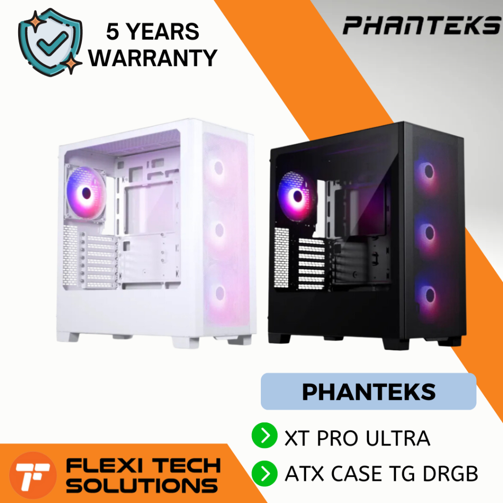 Flexi Tech Phanteks XT Pro Ultra ATX Case TG DRGB - Black & White ...
