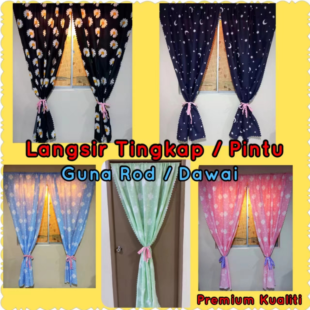 Langsir Panjang Murah Dawai Tingkap/ Langsir Pintu/ Long Curtain Rod ...