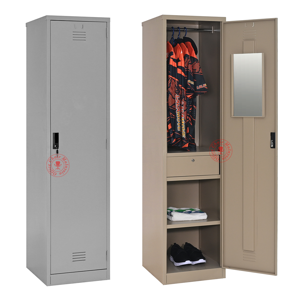 SCM-0002 ~ 1 Compartment Steel Swing Locker c/w Hanging Bar & Mirror ...