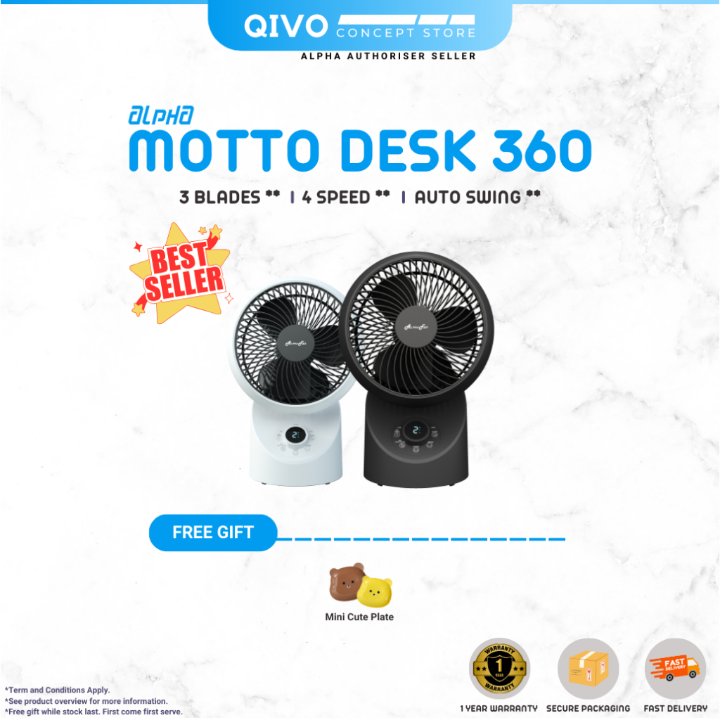 Alpha Motto Desk Fan 360 G2 / 4 Speed Remote Control | Shopee Malaysia