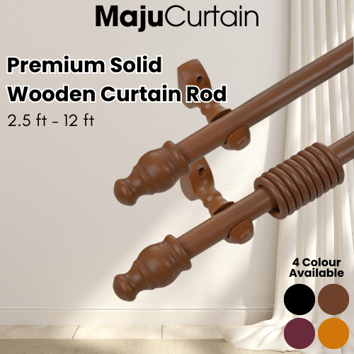 Kayu Langsir Wooden Curtain Rod Langsir Batang Langsir Kayu Rail ...