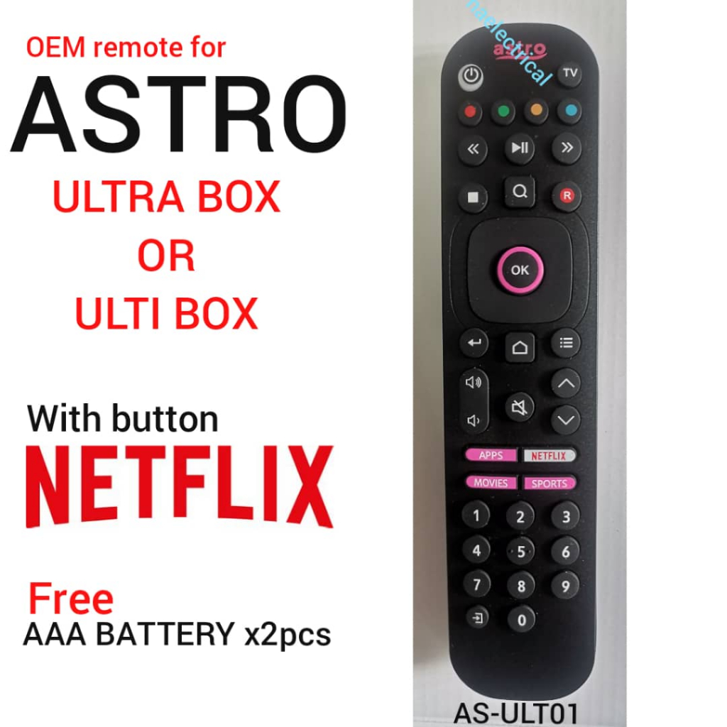 (FREE BATTERY) TV Box Remote Control for Astro AS-ULT01 ULTRA BOX ULTI ...