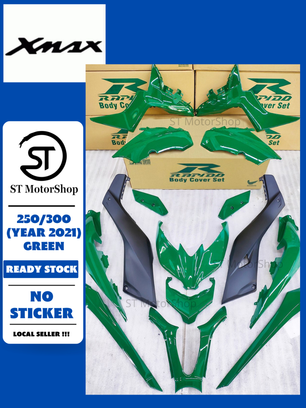 YAMAHA X-MAX XMAX 250/300 YEAR 2021 GREEN COVER SET (NO STICKER) RAPIDO ...