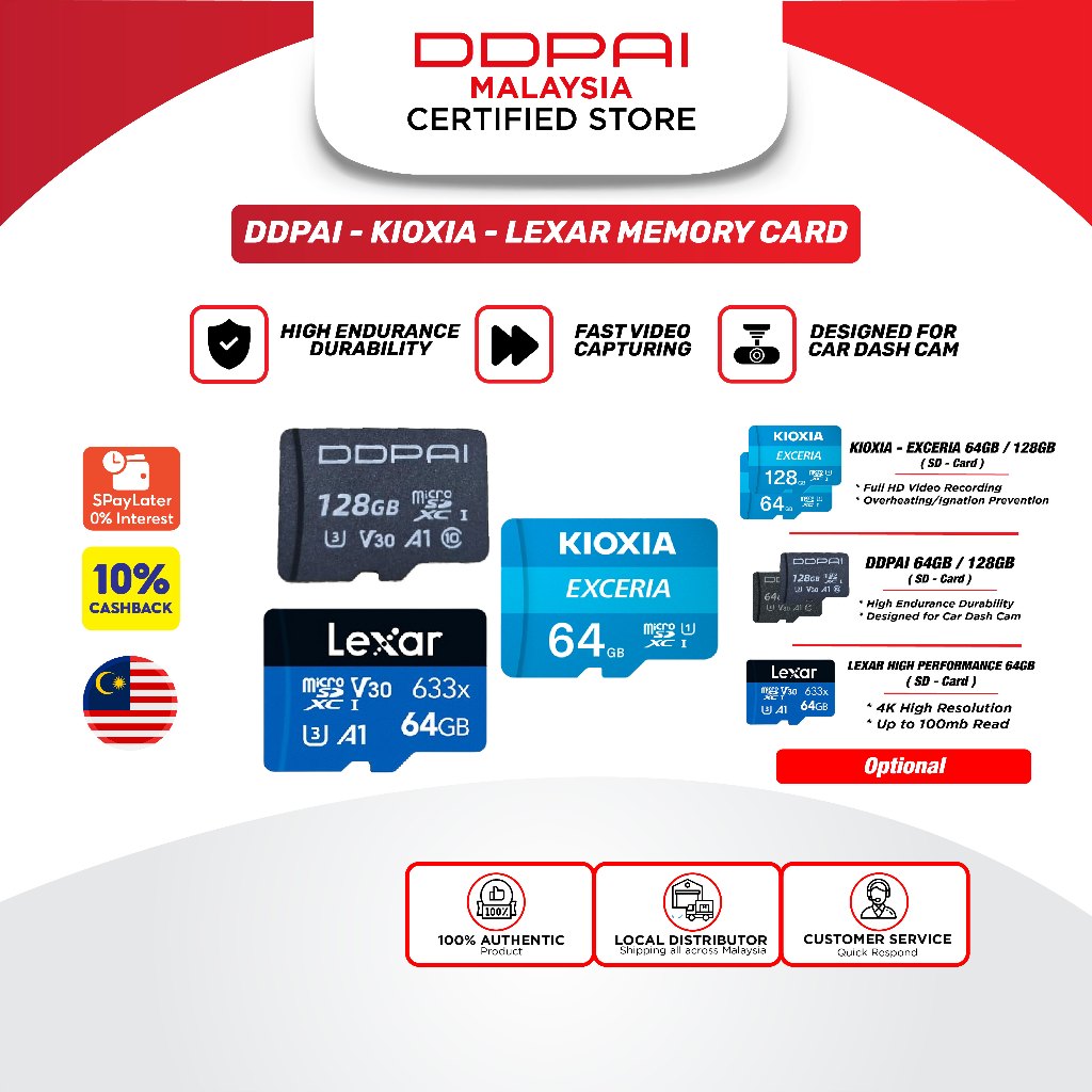 DDpai SD Card & KIOXIA Exceria & Lexar High Performance microSD C10 U1 ...